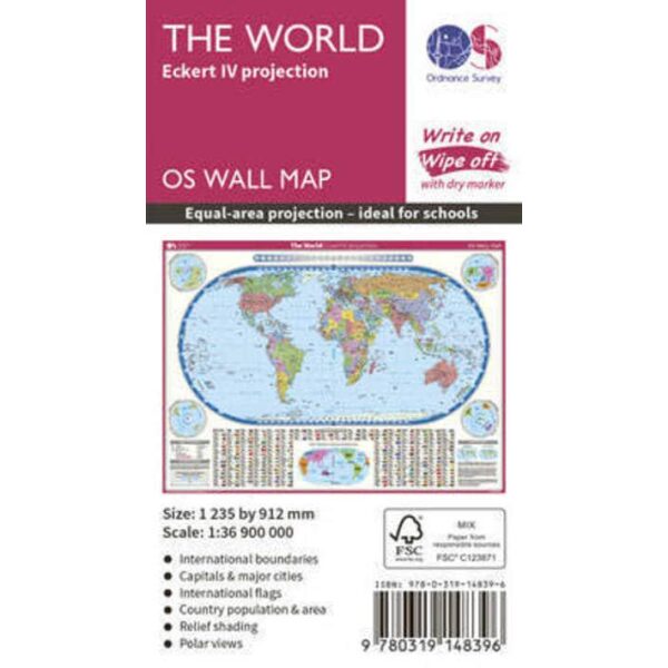 OS Wall Map – The World – A. B. Snell & Son
