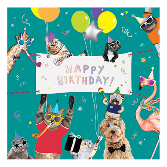 Animals Happy Birthday Banner Card – A. B. Snell & Son