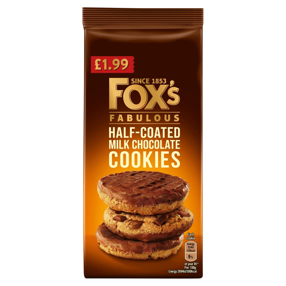 Fox’s Fabulous Half Coated Milk Chocolate Cookies 175g – A. B. Snell & Son
