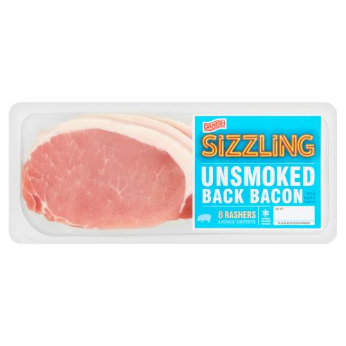 Sizzling Unsmoked Back Bacon – 8 Rashers – 250g – A. B. Snell & Son